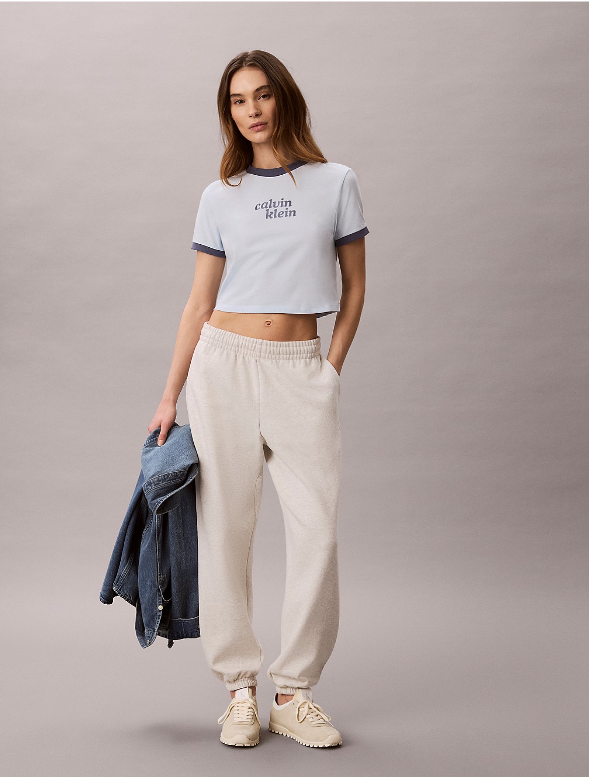 CALVIN KLEIN Calvin Klein Jeans Cropped Logo Graphic Ringer T-Shirt